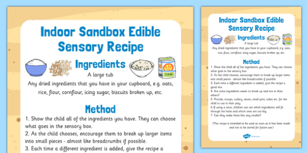 Indoor Sandbox Edible Sensory Recipe (teacher made)