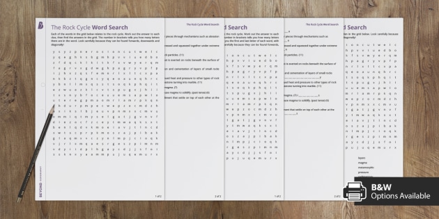 The Rock Cycle Word Search (Teacher-Made)