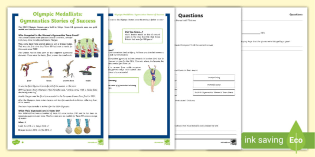 Gymnastics Stories of Success LKS2 Reading Comprehension