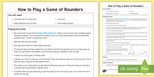 How to Play Rounders Adult Guidance (teacher made)