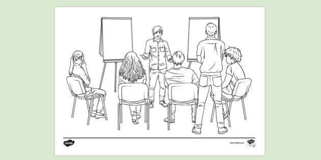 FREE! - Student Talking at Meeting Colouring | Colouring Sheet