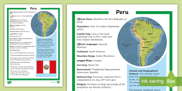 KS2 Peru Fact File