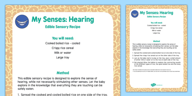 My Senses Hearing Edible Sensory Recipe