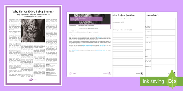 'Why Do We Like To Be Scared?' Halloween Runaround Quiz Activity Pack