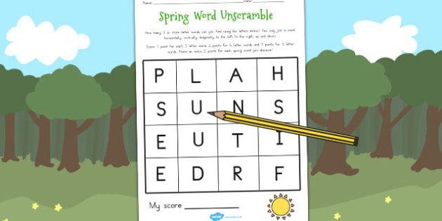 Spring Word Unscramble | Spring Activity Worksheet