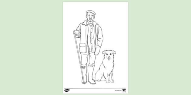 FREE! - Country Man Colouring Page - KS1 Resources - Twinkl