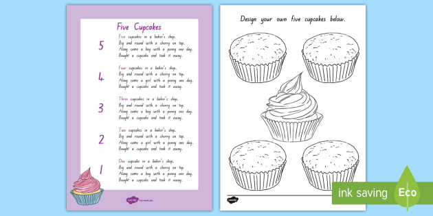 Five Cupcakes Worksheet / Worksheet (teacher made)