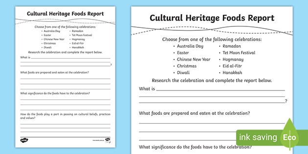 Cultural Heritage Foods Report Writing Template