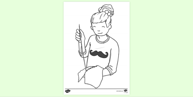 Sewing Girl Colouring | Colouring Sheets