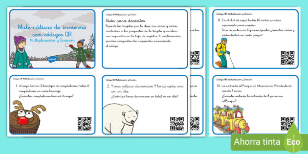 Matemáticas de invierno con códigos QR: Multiplicación y División