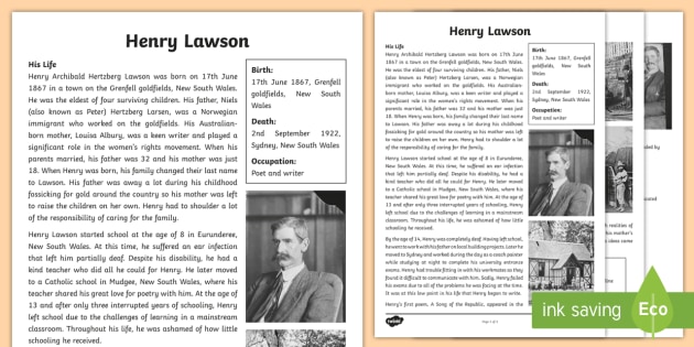 Henry Lawson for Children | Poetry, Facts and Resources
