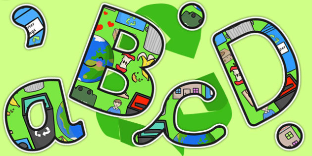Recycling Themed Size Editable Display Lettering - recycle, eco