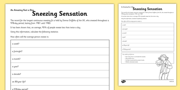 Sneezing Sensation Worksheet / Worksheet (teacher made)