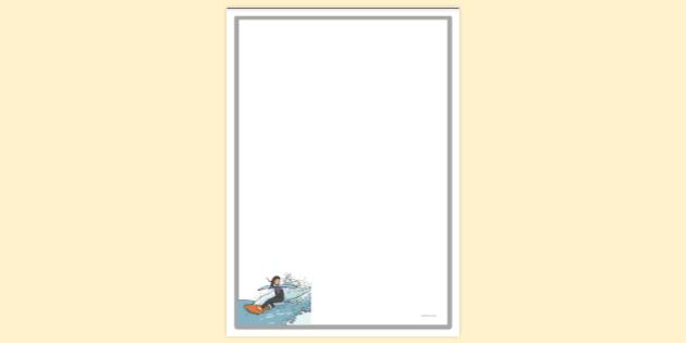 FREE! - Simple Blank Surfer With Waves Background Page Border