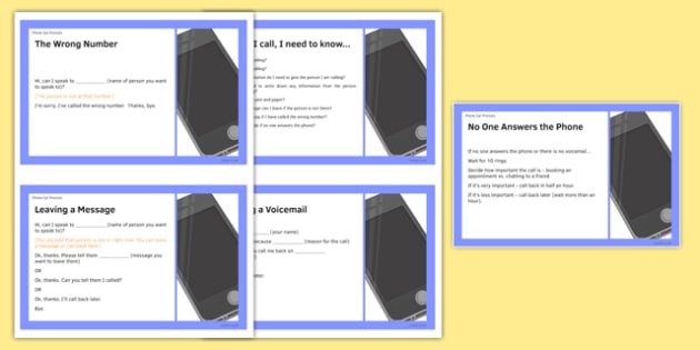 Making a Phone Call Social Scripts - Call Sheet Templates