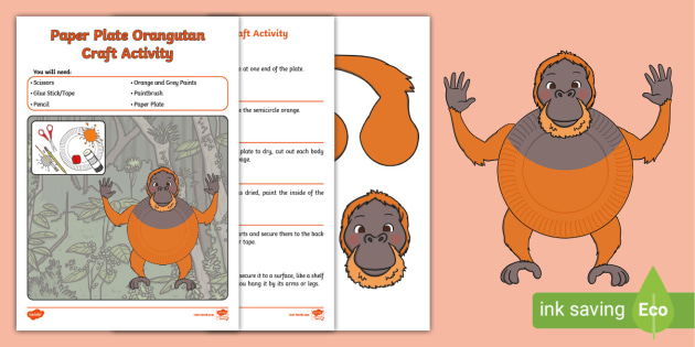 FREE! - Paper Plate Orangutan Craft Activity | Twinkl Paper Crafts