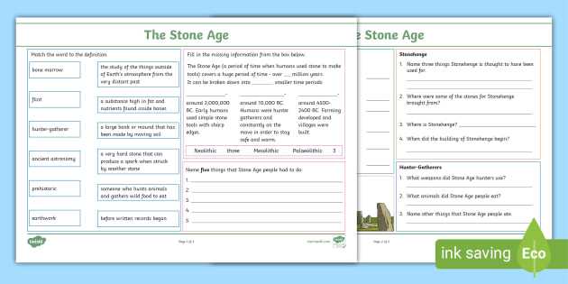 KS2 Revision Activity Mat: The Stone Age (teacher made)