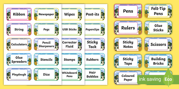 Tropical Pineapple Drawer Peg Labels (teacher made)