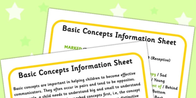 Basic Concepts Information Sheet (teacher made)