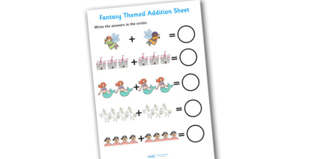 Fantasy Themed Addition Sheet