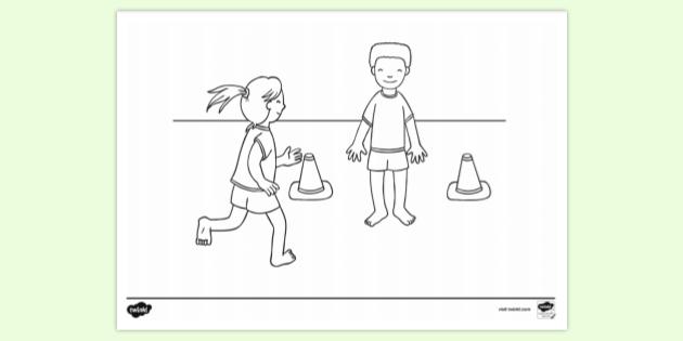 FREE! - Children Playing Dodging Game Colouring Sheet