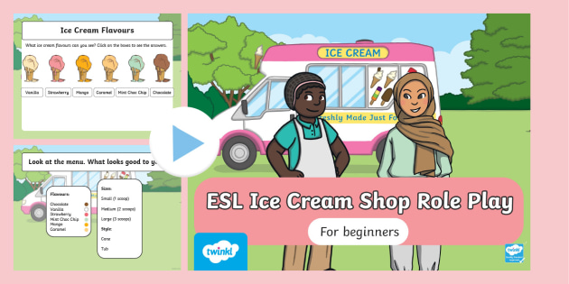 * NEW * ESL Ice Cream Role Play Lesson for Beginners