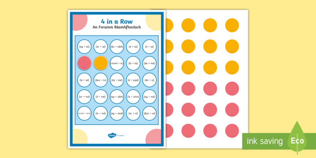 Prepositional Pronoun 4-in-a-Row Game Gaeilge