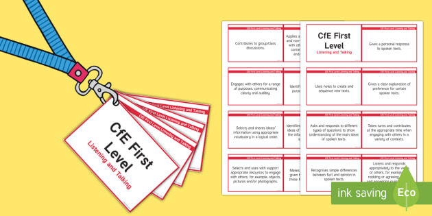 *NEW* CfE First Level Listening and Talking Lanyard-Sized Benchmarks