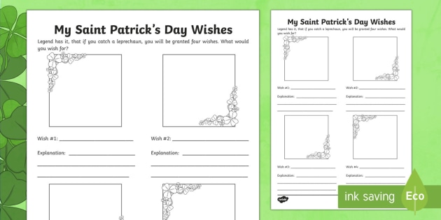 My Saint Patrick's Day Wishes Worksheet / Worksheet