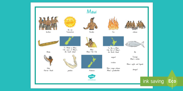 Maui Myth Images Word Mat (teacher made)