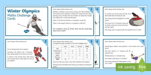 LKS2 Winter Olympics Maths Challenge Cards (teacher made)