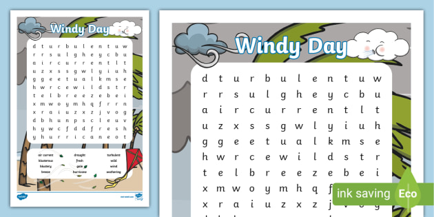 Windy Day Word Search (teacher made)