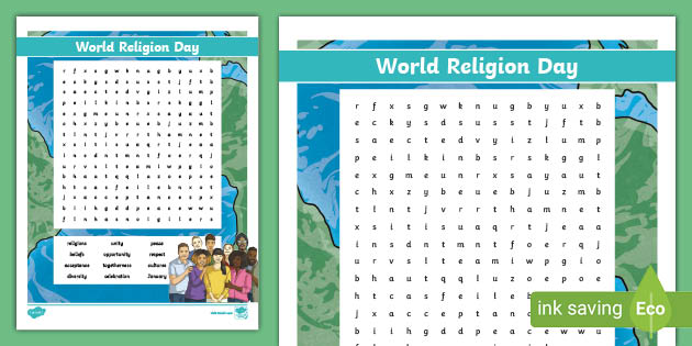 World Religion Word Search (teacher made)