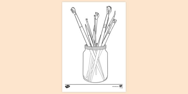 Paint Jar Colouring Page | Colouring Sheets (teacher made)