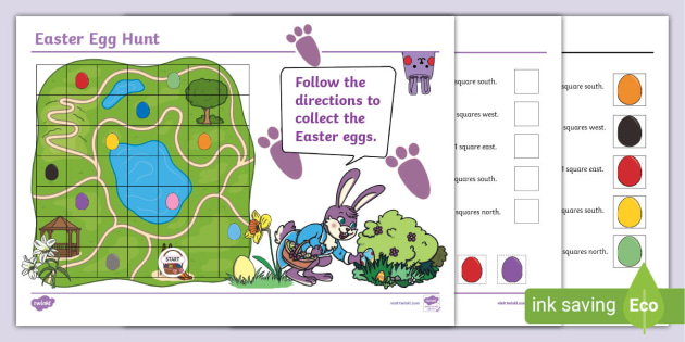 Easter Egg Hunt Activity - Compass Points Practice for Kids