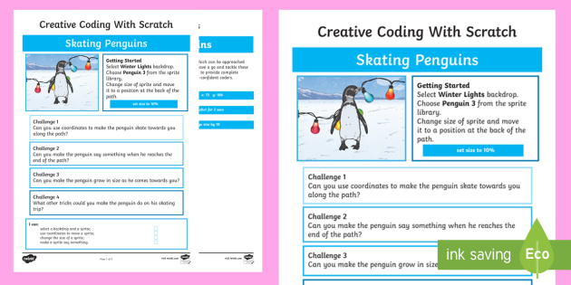 Skating Penguins Scratch Worksheet / Worksheet