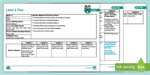 'al and il' saying /l/ Lesson Plan - Level / Phase 6 Week 11