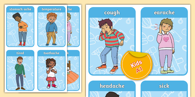 Health Problems English Vocabulary Esl Wall Charts Flash Cards
