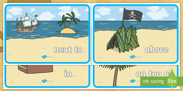 Pirate Positional Language Posters - English, display, posters, positional