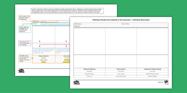 Thinking Critically and Creatively Individual Observation Template