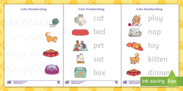 Cats Handwriting Worksheets (teacher made)