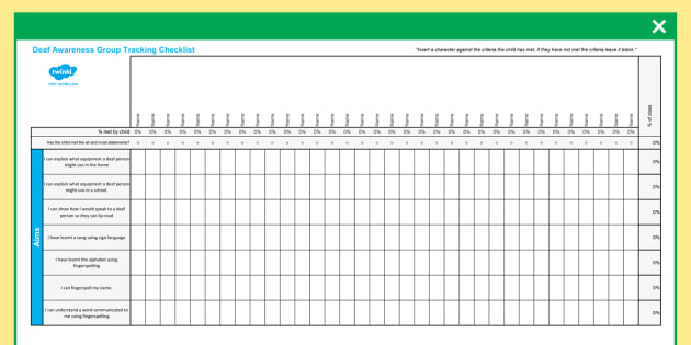 Editable Deaf Awareness Group Tracking Checklist