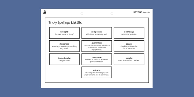 Tricky Spellings Word Mat List 6 (teacher made)