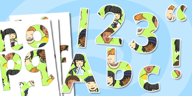 Smiling People Themed Display Lettering - smiling, people