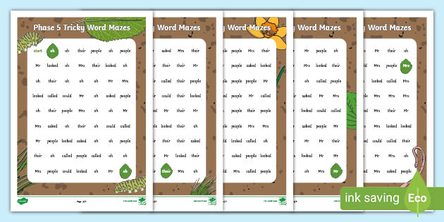 Phase 5 Tricky Word Mazes Worksheet (teacher made)