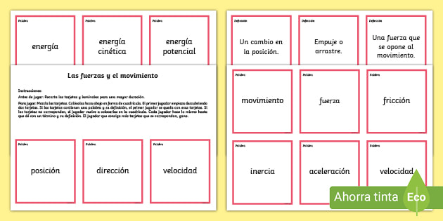 Juego: Las fuerzas y el movimiento (teacher made)