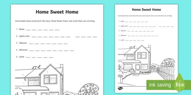 Home Sweet Home Word Scramble Activity