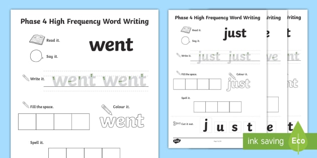 Australia Phase 4 High Frequency Word Writing Worksheets - Phase 4 High