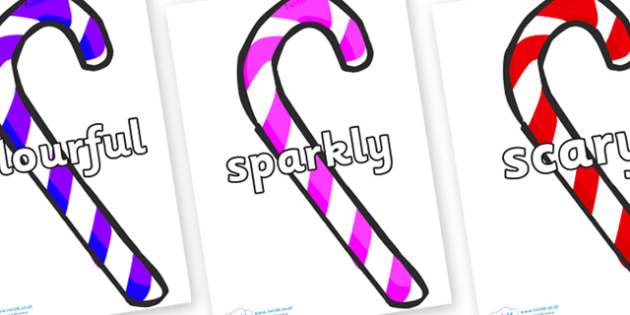FREE! - Wow Words on Candy Canes (Multicolour)