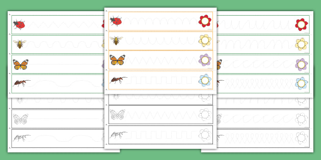 Insects Fine Motor Tracing Cards: Lines (teacher made)